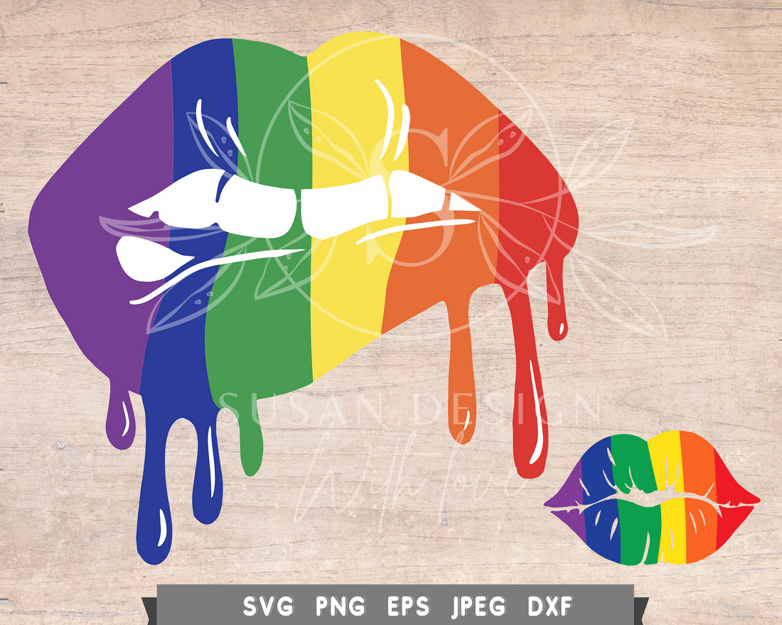 Lgbtq Rainbow Lip Kissing And Bite Svg Bundle Svg Png Susandesign