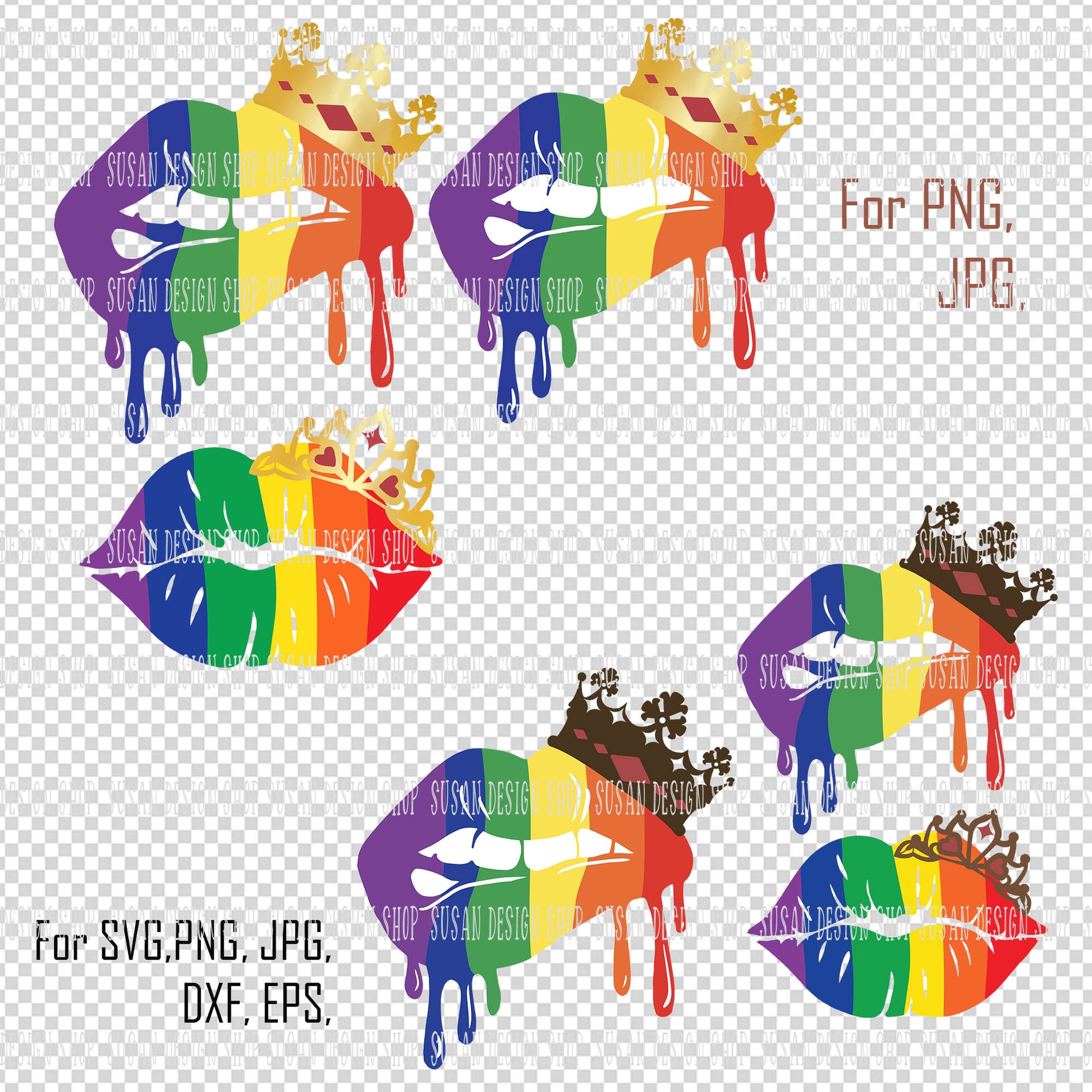Lgbtq Rainbow Lip King And Queen Svg Bundle Svg Png Susandesign