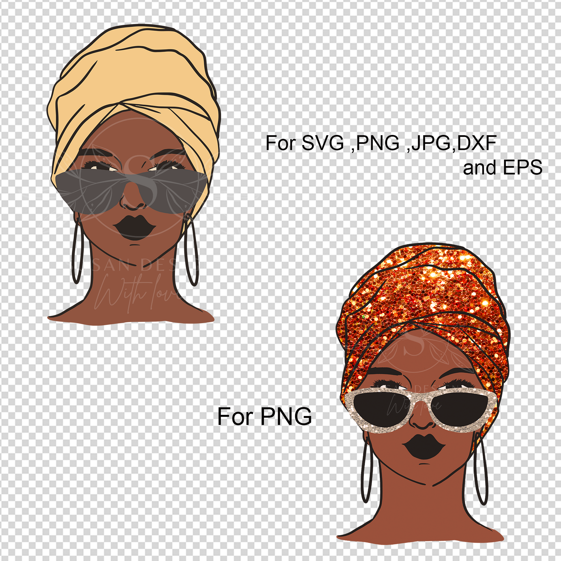 African Woman With Headwrap And Sunglass Svg Svg Png Susandesign
